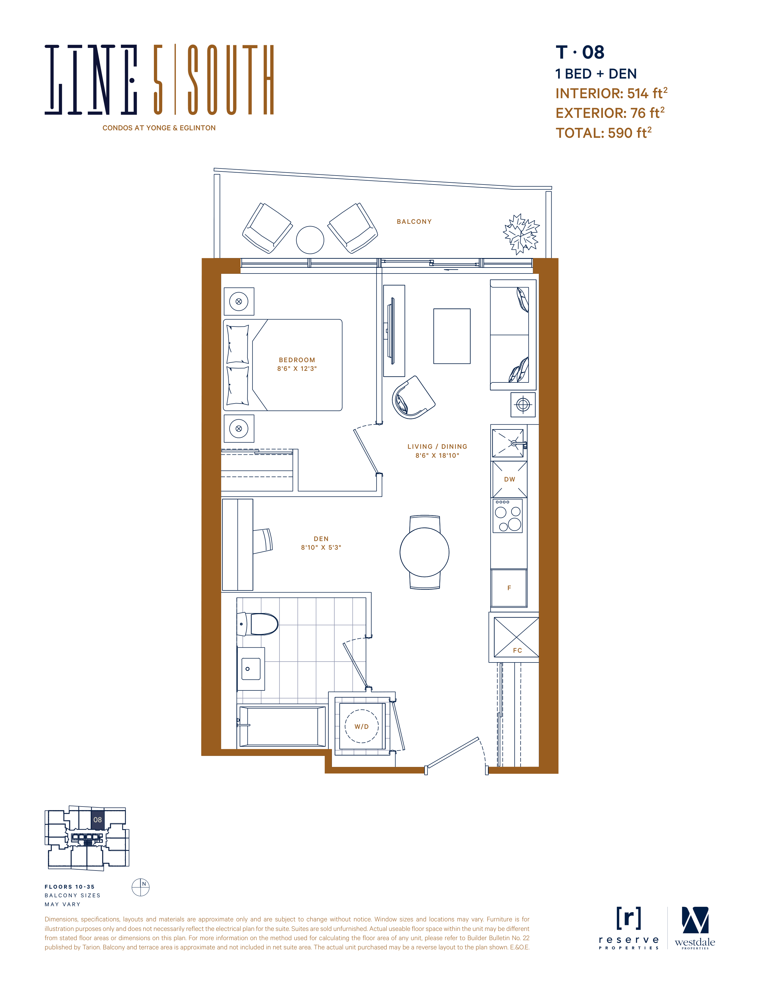 Line 5 South Tower Condos | T-07 | 482 sq.ft. | 1 bedroom