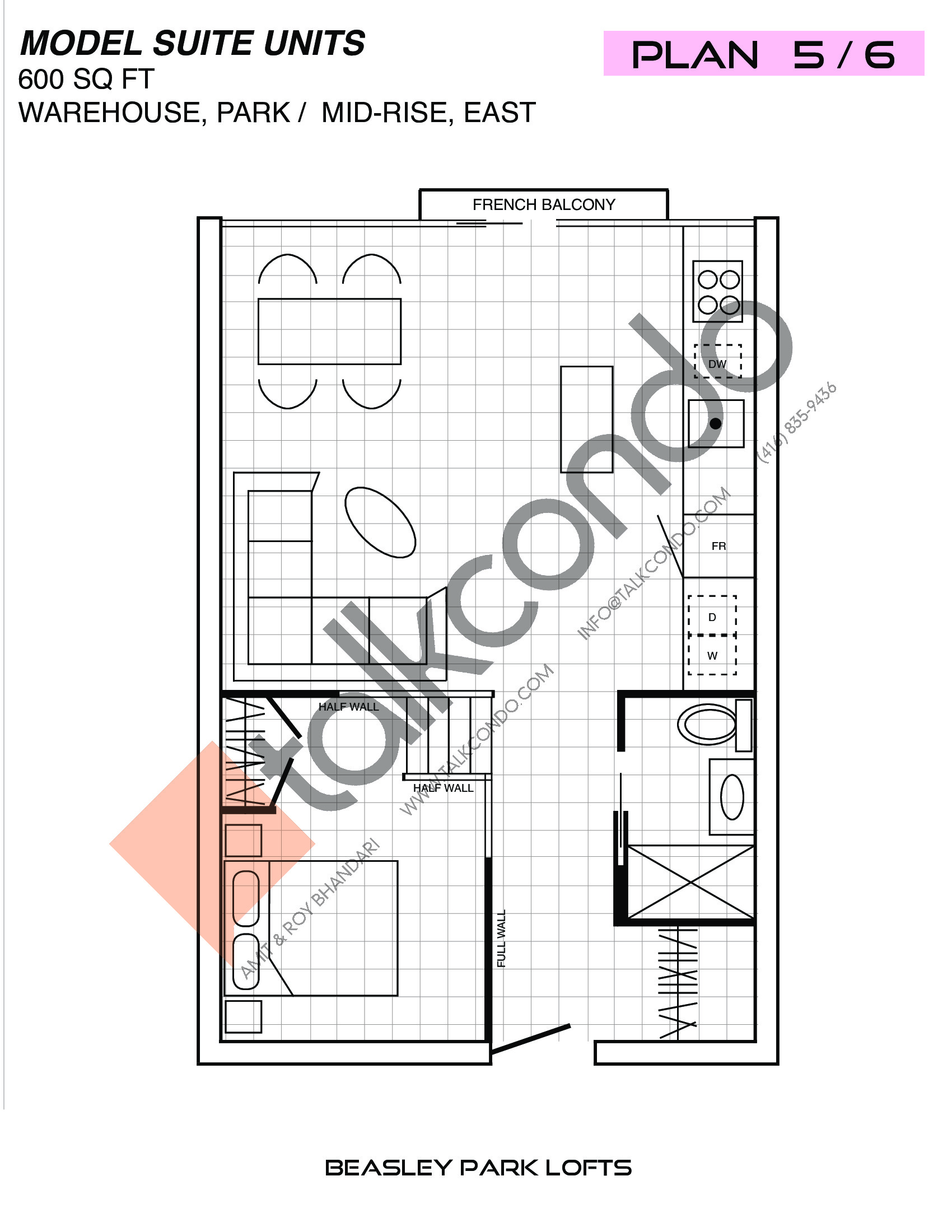 Beasley Park Lofts | Plan 2, 13 | 611 sq.ft. | 1 bedroom