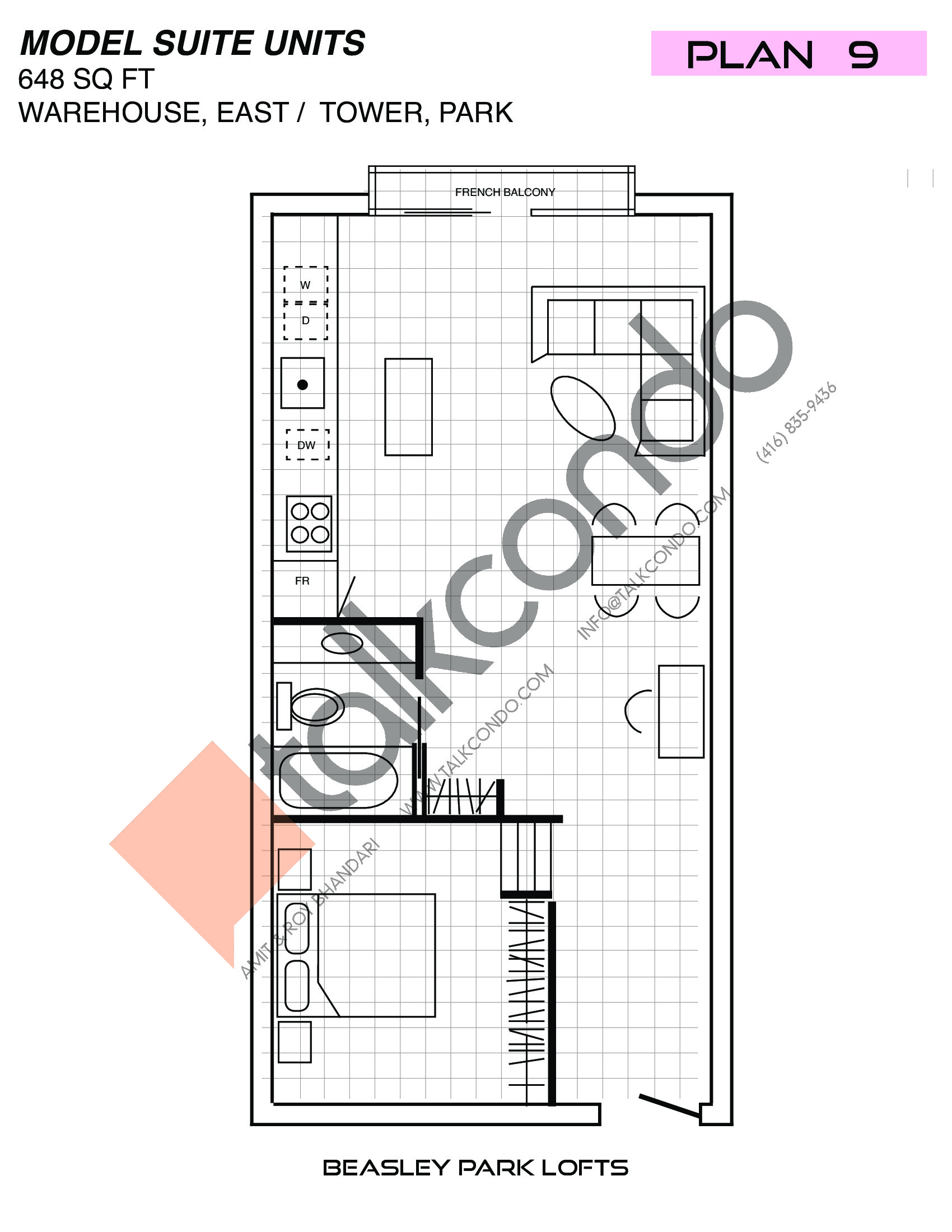 Beasley Park Lofts | Plan 2, 13 | 611 sq.ft. | 1 bedroom