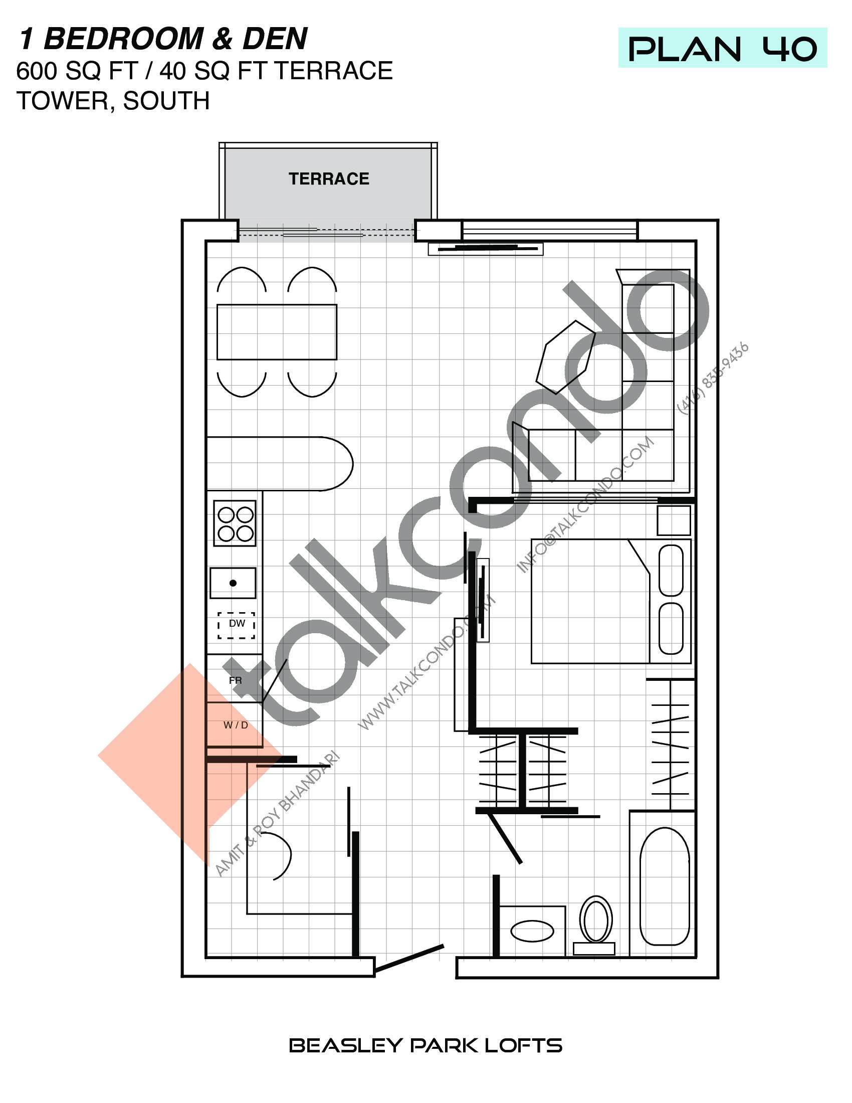 Beasley Park Lofts | Plan 2, 13 | 611 sq.ft. | 1 bedroom