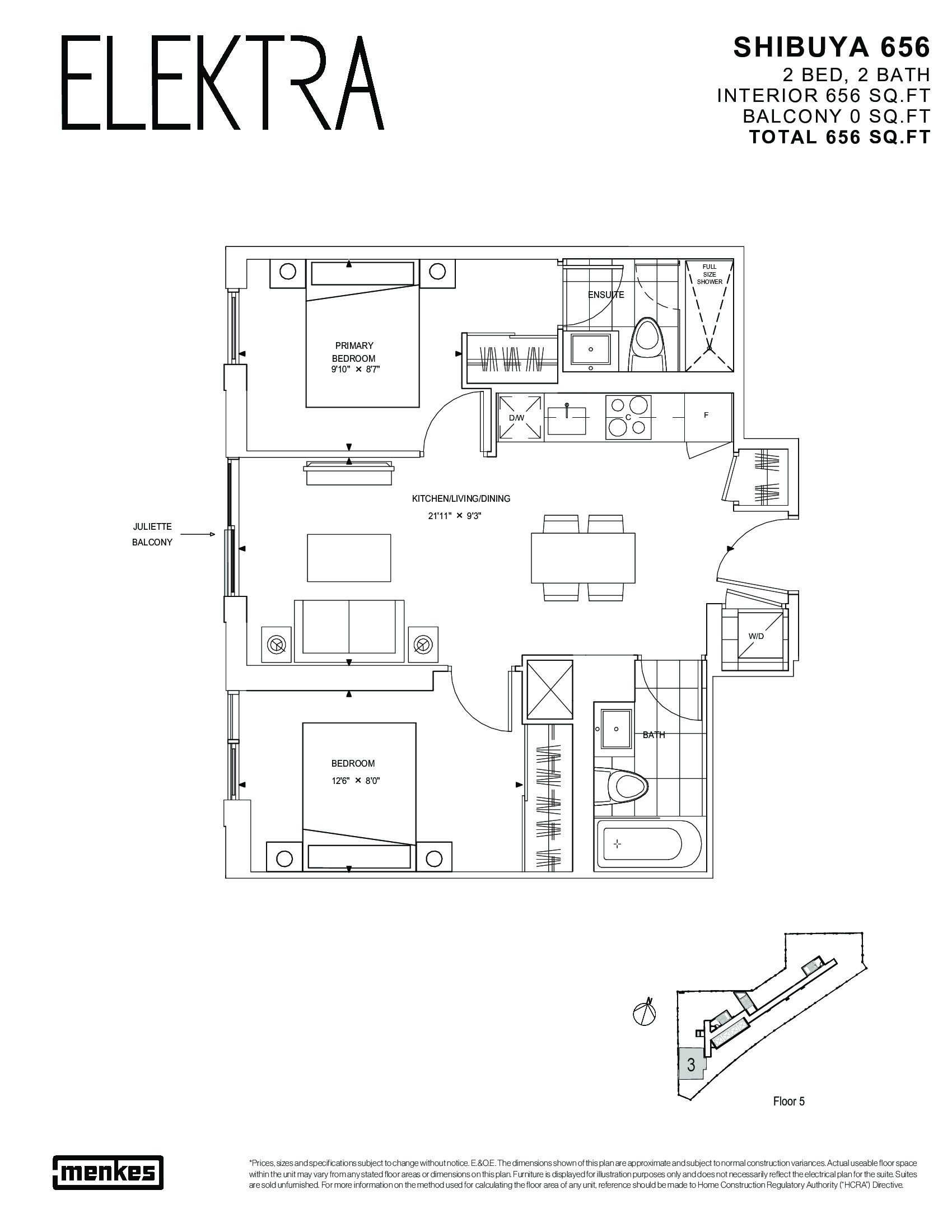 Elektra Condos | Shibuya 673 | 673 sq.ft. | 2 bedrooms