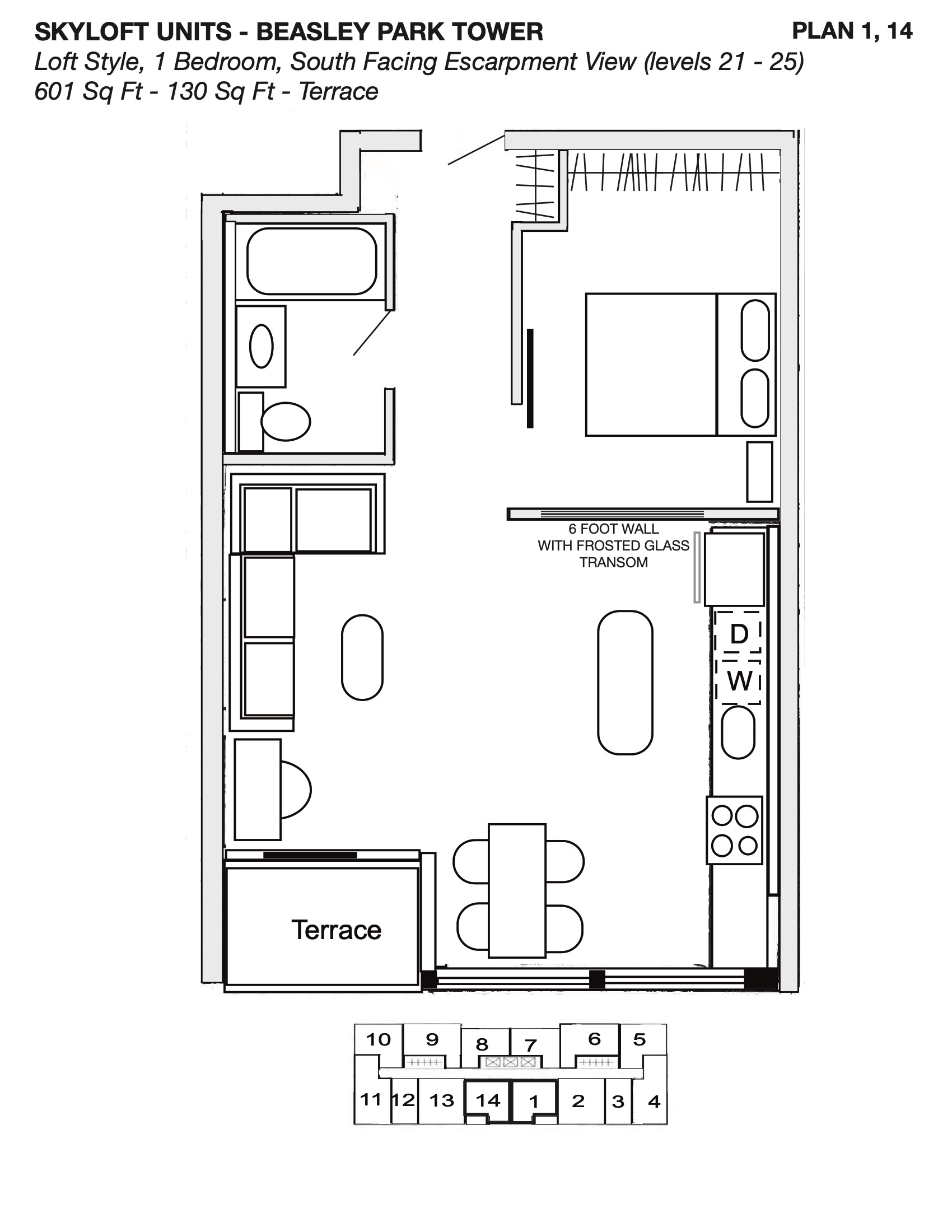 Beasley Park Lofts | Plan 2, 13 | 611 sq.ft. | 1 bedroom