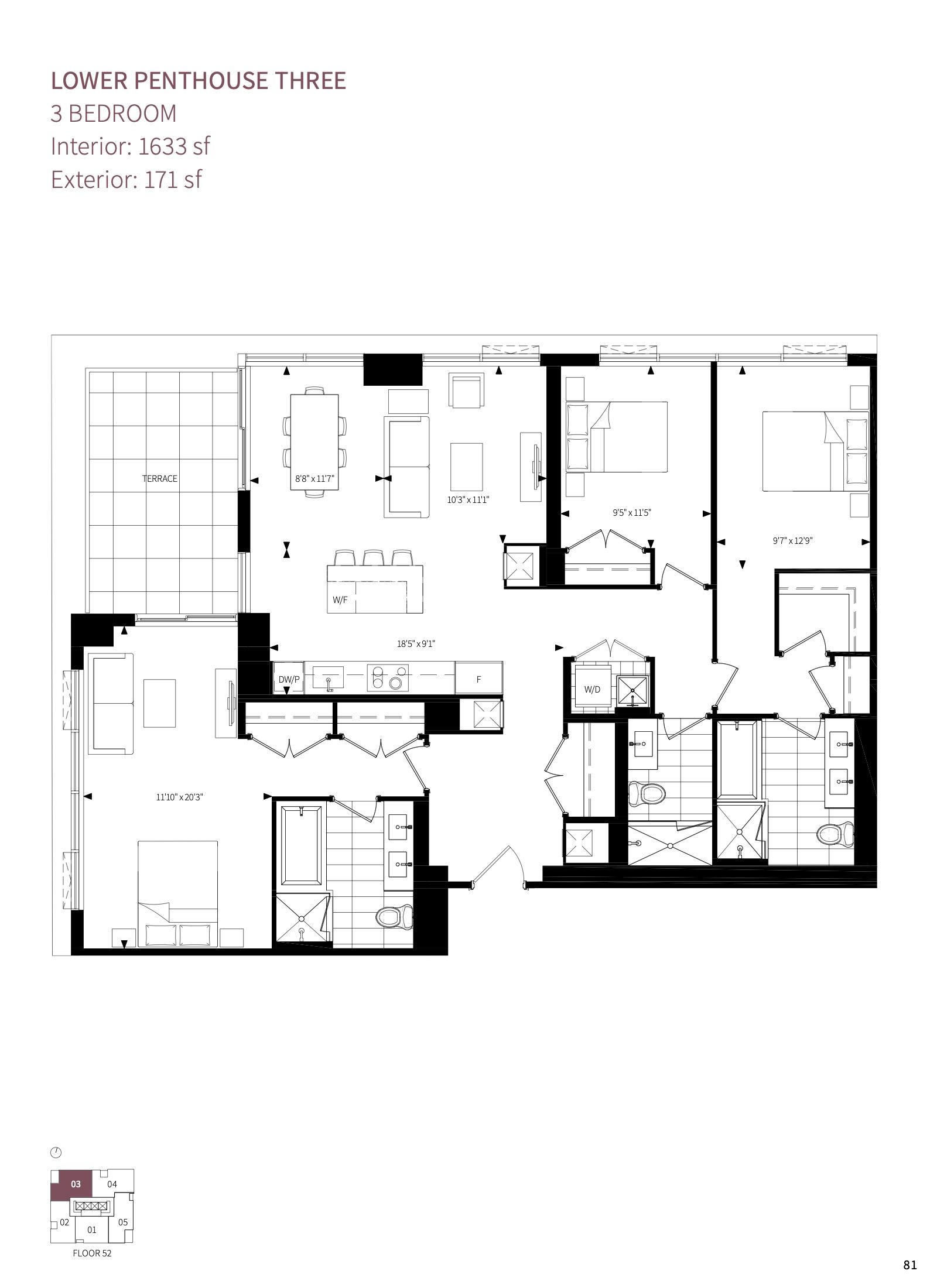 Burke Condos | Lower Penthouse Three | 1633 sq.ft. | 3 bedrooms