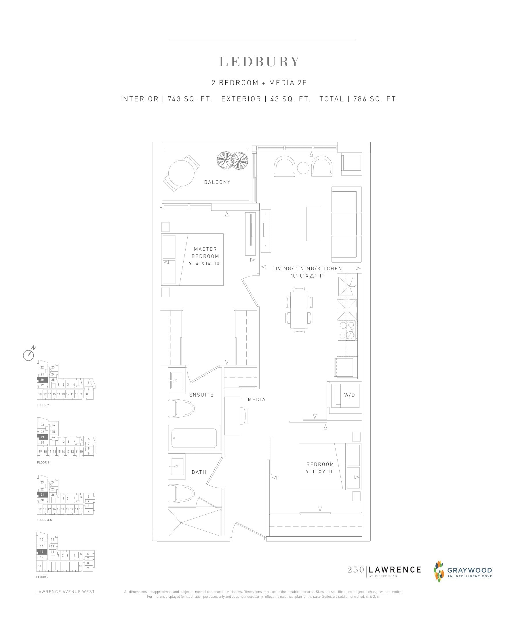 250 Lawrence Condos | Ledbury | 743 sq.ft. | 2.5 bedrooms