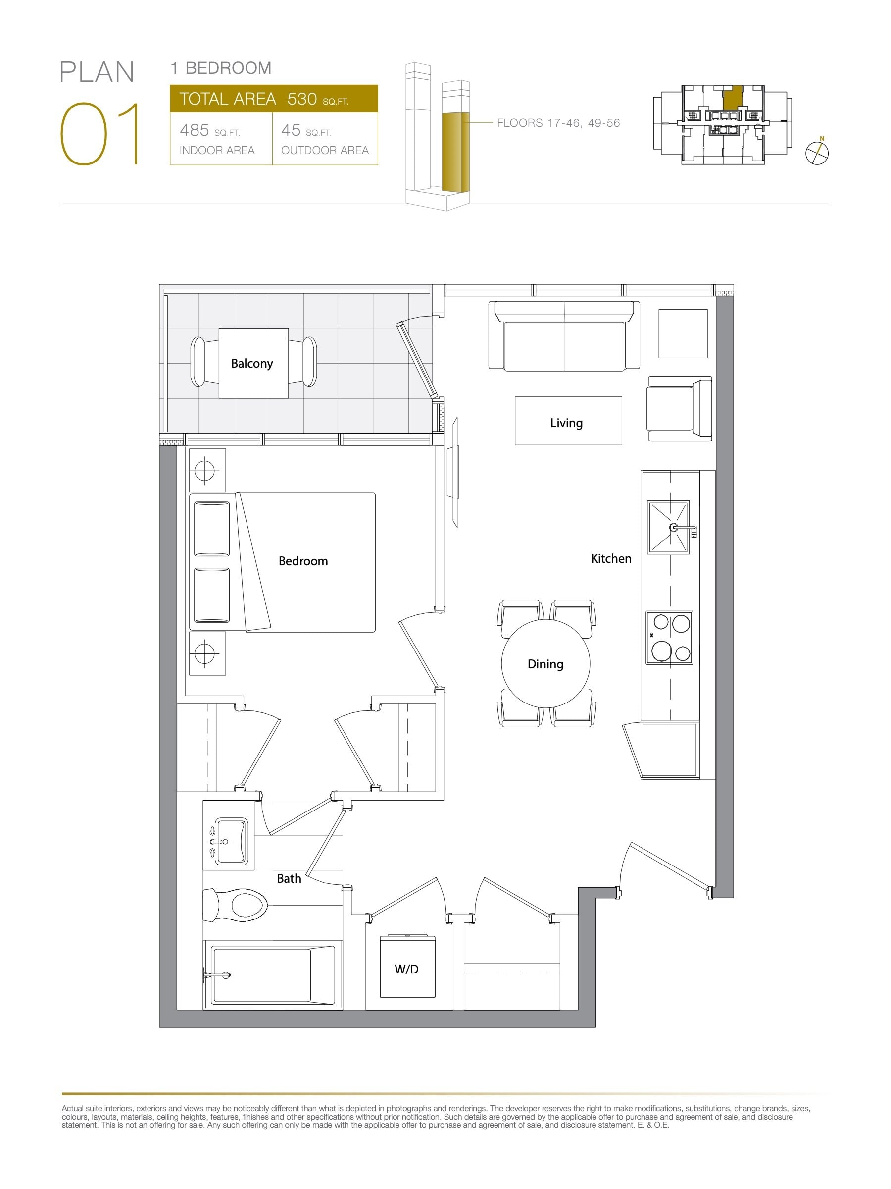 Concord Canada House Condos | Plan 39 | 545 sq.ft. | 1 bedroom